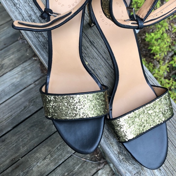 Marc By Marc Jacobs | Shoes | Marc Jacobs Gold Glitter Ankle Strap ...